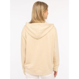 Zwillingsherz Damen Hoodie &raquo;"Wild"&laquo;, V-Ausschnitt, Leo Applikation: WILD, Kapuze und Leo-Kordelzug beige S/M