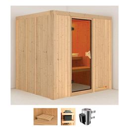 Karibu Sauna »Dima« Set, Ofen 3, 6 kW intgr. Strg naturbelassen