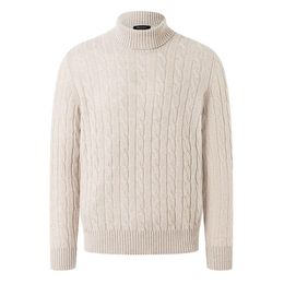 Maerz Muenchen Wollrollkragenpullover in Sand - 63% | Größe 56 | Herren-plussize