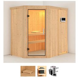 Karibu Sauna »Swantje« Set, Ofen 3, 6 kW externe Strg.easy naturbelassen