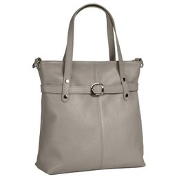CLUTY Damen Shopper echt Leder, Made in Italy grau