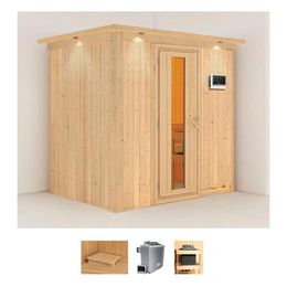 Karibu Sauna »Bedine« Set, Ofen 9 KW externe Strg easy naturbelassen