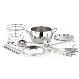 APS Bowle-Set Fondue-Set und Feuerzangenbowle, 13-teilig, Edelstahl, 2, 2 Liter silberfarben