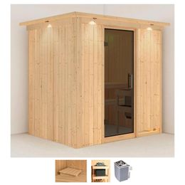 Karibu Sauna »Bedine« Set, Ofen 9 kW integr. Strg naturbelassen