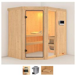 Karibu Sauna »Frigga 1« Set, Ofen 9 KW externe Strg easy naturbelassen