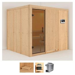 Karibu Sauna »Gitte« Set, Ofen 9 KW externe Strg easy naturbelassen