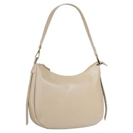 CLUTY Damen Umh&auml;ngetasche echt Leder, Made in Italy beige