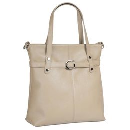 CLUTY Damen Shopper echt Leder, Made in Italy beige