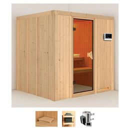 Karibu Sauna »Dima« Set, Ofen 3, 6 kW externe Strg.easy naturbelassen