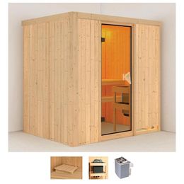Karibu Sauna »Bedine« Set, Ofen 9 kW integr. Strg naturbelassen