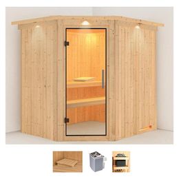 Karibu Sauna »Siirin« Set, Ofen 9 kW integr. Strg naturbelassen