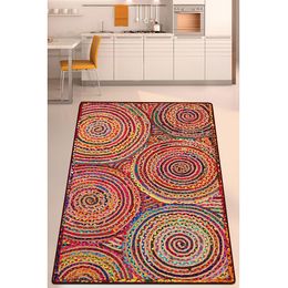 Conceptum Hypnose Kurzflor-Teppich ''Crop Circle'' in Bunt - 67% | Größe 80x150 cm |