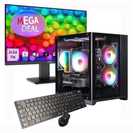 GAMEMAX PC-Komplettsystem »MegaDeal Infinity Mini BK 2614 Ryzen 5 5500 RTX 5050 32GB DDR4 1TB SSD« 24 ′′ AMD Ryzen 5 GeForce RTX 5050 32 GB RAM...