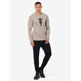 super.natural Longsleeve "Scrambler Brush" in Beige/ Schwarz - 53% | Gr&ouml;&szlig;e L | Herrenshirts