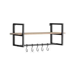 LIFA LIVING Wandgarderobe "Victor" in Schwarz/ Natur - (B)70 x (H)29 x (T)28 cm - 36% | Garderoben