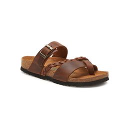 Comfortfusse Leder-Zehentrenner in Braun - 67% | Größe 38 | Damen-sandalen
