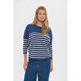 Saint Tropez Damen Strickpullover &raquo;MilaSZ R-neck Stripe&laquo; Oversize Fit, Feinstrick, Viskosemischung XL