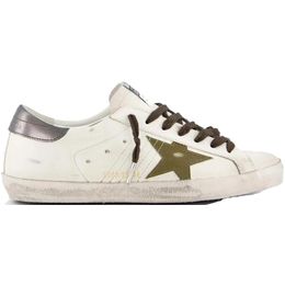 Golden Goose Deluxe Brand Golden Goose Low-Top Sneaker - Heren Super-Star Sneaker Wit/Groen - Gr. 43 (EU) - in Wei&szlig; - f&uuml;r Damen