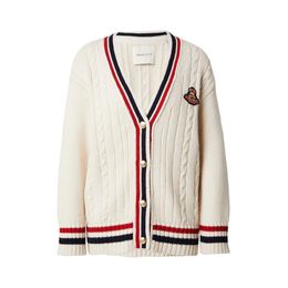 Gant Strickjacke 'VARSITY' Damen Gr&ouml;&szlig;e XL creme / rot / schwarz