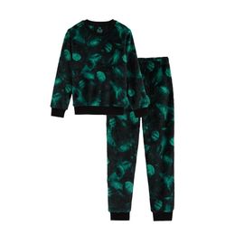 WE Fashion Pyjama Jungen Größe 170/176 grün / schwarz