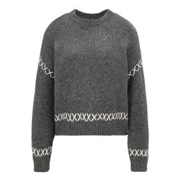 Only Petite Pullover 'ONLAMANDA' Damen Gr&ouml;&szlig;e XS dunkelgrau / wei&szlig;