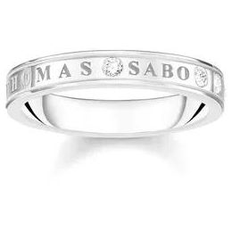 Fingerring Thomas Sabo "mit wei&szlig;en Steinen, TR2253-051-14-52,54,56,58" Gr. 52, silber (silberfarben, kristallwei&szlig;), Fingerringe, Damen, 52, Silber 925 (recycelt), 3,4mm, Fingerring, mit Zirkonia (synth.)