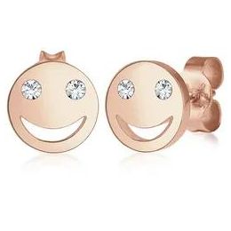 Paar Ohrstecker Elli "mit Smiling Face 925 Silber, mit Kristallen von Swarovski", rosa (rosegold), Ohrringe, Damen, onesize,mit Steinen, Silber 925 (Sterlingsilber)
