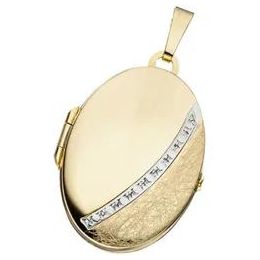 Medallionanh&auml;nger Jobo "Anh&auml;nger Medaillon oval", gold (gelbgold 333), Schmuckanh&auml;nger, Damen, Gelbgold 333, 333 Gold bicolor