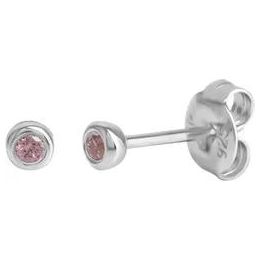Paar Ohrstecker Vivance "925/- Sterling Silber rhodiniert Zirkonia pink", wei&szlig; (wei&szlig;, pink), Ohrringe, Damen, one-size, Silber 925 (Sterlingsilber)
