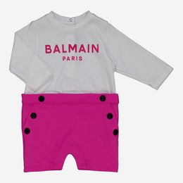 Balmain Weiß-pinker Overall mit Logo