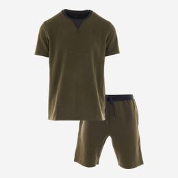 Tom Tailor 2-teiliges dunkelgrünes Pyjama-Set aus Shorts & T-Shirt