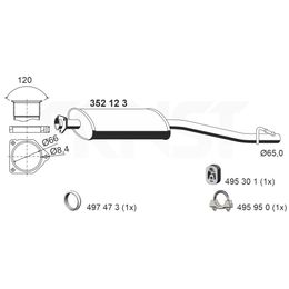 Ernst Mittelschalld&auml;mpfer 352123 f&uuml;r Mercedes