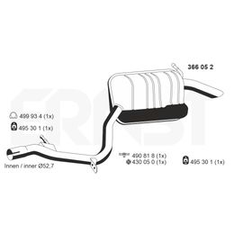 Ernst Endschalld&auml;mpfer 366052 rechts f&uuml;r MERCEDES-BENZ 2114902659 A2114902421 A2114902659