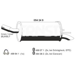 Ernst Endschalld&auml;mpfer f&uuml;r GENERAL MOTORS OPEL 13150386 13149475 5852306 054249