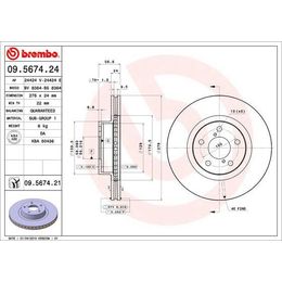 Brembo Bremsensatz-Vorn und hinten SG00000EIJ Bremsensatz, Scheibenbremse vorne rechts links innenbel&uuml;ftet 266mm f&uuml;r TOYOTA SAAB SUBARU 26700FE080 262