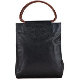 Chanel Shopper - CC Caviar Wood Top Handle Tote - Gr. unisize - in Schwarz - f&uuml;r Damen