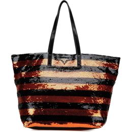 Prada Shopper - Satin Sequin Stripes Tote - Gr. unisize - in Orange - f&uuml;r Damen
