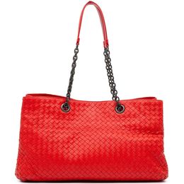Bottega Veneta Shopper - Medium Nappa Intrecciato Double Chain Tote - Gr. unisize - in Rot - f&uuml;r Damen