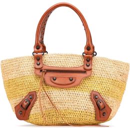 Balenciaga Shopper - Raffia Motocross Classic Panier Basket Tote - Gr. unisize - in Braun - f&uuml;r Damen