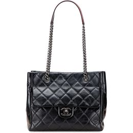 Chanel Shopper - Small Quilted Glazed Calfskin Duo Color Tote - Gr. unisize - in Schwarz - f&uuml;r Damen