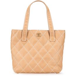 Chanel Shopper - Small CC Calfskin Wild Stitch Tote - Gr. unisize - in Braun - f&uuml;r Damen