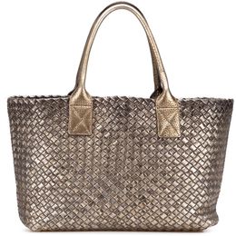 Bottega Veneta Shopper - Lambskin Intreccio Cabat Tote - Gr. unisize - in Braun - f&uuml;r Damen