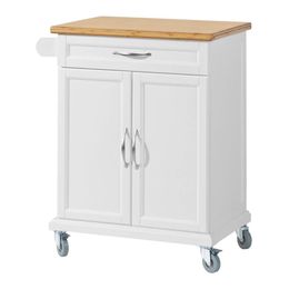 sobuy K&uuml;chenwagen in Wei&szlig; und Natur - (B)66 x (H)91 x (T)46cm | Gr.: onesize