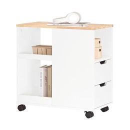 sobuy Druckertisch in Wei&szlig; und Natur - (B)30 x (H)60 x (T)60cm | Gr.: onesize