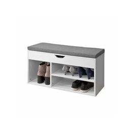 sobuy Schuhbank in wei&szlig; und grau - (B)80 x (H)46 x (T)30 cm | Gr.: onesize