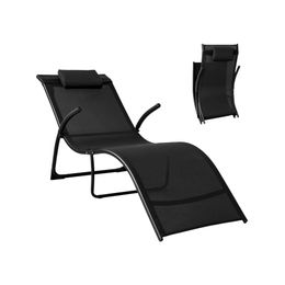 sobuy Sonnenliege in Schwarz - (B)60 x (H)69 x (T)173cm | Gr.: onesize
