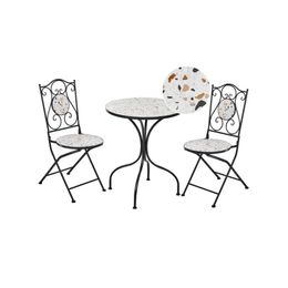 Beliani 3-tlg Bistro Set ARTENA in Schwarz/Weiß | Gr.: onesize