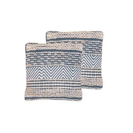 Beliani 2er-Set Dekokissen DEWBERRY in Blau/Beige | Gr.: onesize