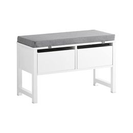 sobuy Sitzbank in Wei&szlig; und Hellgrau - (B)72 x (H)46 x (T)30cm | Gr.: onesize