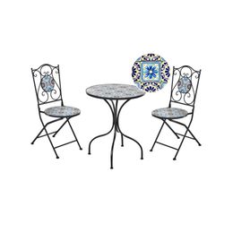 Beliani 3-tlg Bistro Set AGGIUS in Schwarz/Blau | Gr.: onesize